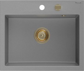 Mexen Oscar, 1-komorový granitový dřez 580x490x205 mm, šedá, 6519581000-71-G