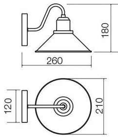 Redo 02-934 - Nástěnné svítidlo VERNER 1xE27/42W/230V