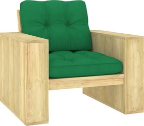 vidaXL Zahradní židle s mi poduškami impregnovaná borovice [3065742] Barva: Zelená