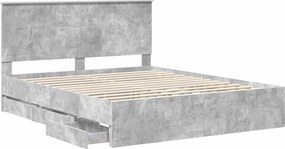 Rám postele s čelo Betonově šedá 160 x 200 cm Inženýrské dřevo 3411099