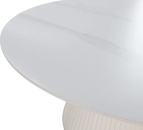 Jídelní stůl Modig 120 cm eko kůže ecru/mramor