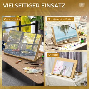Vinsetto skládací stolní malířský stojan 75,8 × 51,4 × 51 cm — nastavitelný bukový stojan pro skici a vystavení