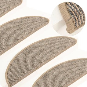 Schodové rohože 15 ks 56 x 17 x 3 cm hnědé půlkulaté 149847