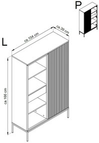 Vitrína Sento, černá/dub wotan, s osvětlením
