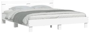 Rám postele s čelem a LED osvětlením bílý 180 x 200 cm