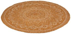 Jutový koberec oranžová Mandala - Ø 120 cm