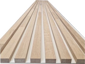 Lamelový SLAT panel masiv dub Masolo 35-15 bílý nosič rozměr 2500x400