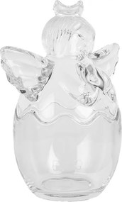 Transparentní skleněná dóza anděl - 15*10*18 cm