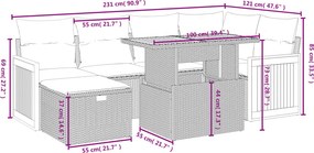 7dílná zahradní sedací souprava s poduškami černá polyratan 3276247