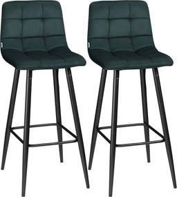 HOMCOM Barová židle kuchyňská sada 2 kusů s protiskluzovými kryty nohou, moderní design, ocelové nohy, sametový potah do 120 kg, 42 x 47 x 105 cm, ze…