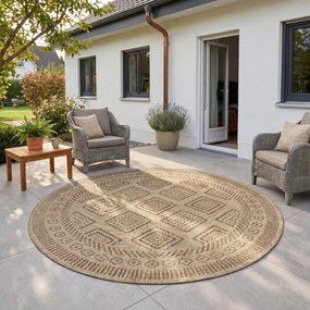 Béžový kulatý vnitřní a venkovní koberec ø 80 cm Mira 1452 – Ayyildiz Carpets