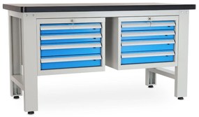 Dílenský stůl Solid MDF-44, 150 cm, 2 závěsné boxy, černá