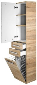 Aqualine, VEGA Skříňka vysoká s košem 40x184x31cm, dub platin, VG980