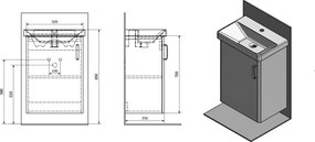 Sapho Sapho, THEIA umyvadlová skříňka 51x70x35cm, 1xdvířka, levá, bílá (TH057), TH057-3030