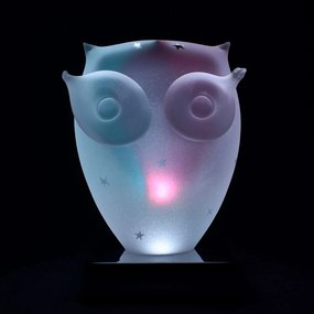 Skleněná lampa - sova, AQUA - modrá a tyrkysová, 13 cm | České sklo od Artcristal Bohemia