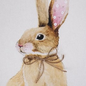 Růžový károvaný polštář s králíčky Rabbio - 45*15*45cm