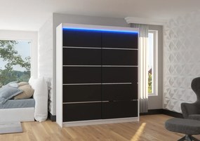 Posuvná skříň s LED osvětlením SPECTRA 180 bílá – černá