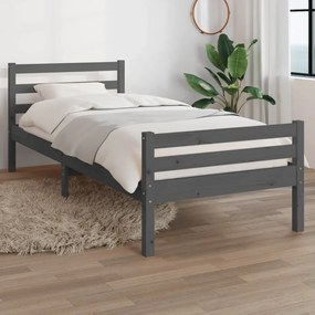 Rám postele šedý masivní dřevo 100 x 200 cm - Default Title