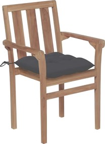 vidaXL Stohovatelné zahradní židle s poduškami 4 ks masivní teak [3073394] Barva: krémová