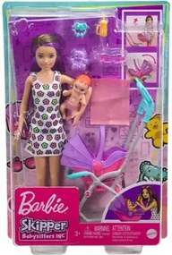 MATTEL Herní set Barbie Skipper Chůva s kočárkem / s miminkem a doplňk