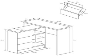 PC stůl s komodou Teide, šedý