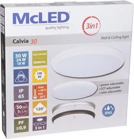 LED svítidlo McLED Calvia 30 18/24/30W CCT 3000/4000/6000K IP65 bílá/černá/stříbrná ML-411.012.42.0