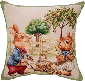 Gobelínový povlak na polštářek ZAJÍČCI 45 x 45 cm