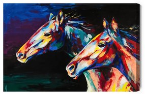 Obraz Barevné Abstraktní Koně Nedostatek Nedostatek Přírodní plátno 120x80