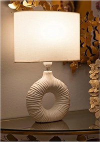 Bílá keramická stolní lampa s textilním stínidlem (výška 43 cm) Seta – Mauro Ferretti