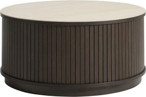Kulatý konferenční stolek s keramickou deskou v tmavě přírodní barvě ø 85 cm Enna – Unique Furniture