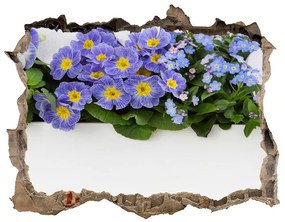 Wallmuralia Nálepka 3D díra na zeď Modré květiny 95x64 cm