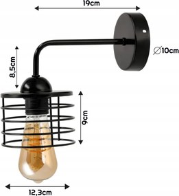 Nástěnná LED lampa LOFT edison černá 1xe27