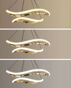 Toolight Toolight, závěsná lampa 80cm, 61W, 3000K, LHJ017-CP2, zlatá, OSW-50007