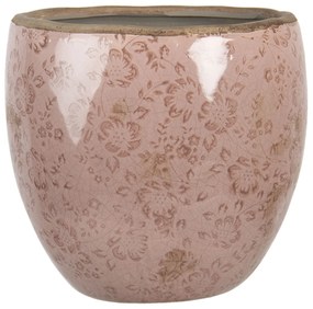 Růžový keramický květináč s popraskáním Alessia M - Ø 18*17 cm
