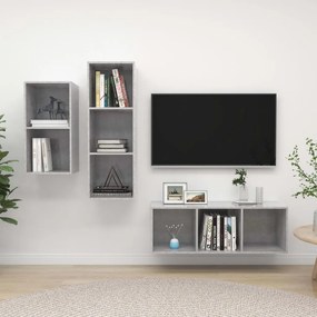 Nástěnné TV skříňky 3 ks betonově šedé dřevotříska 3079632