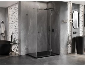 Mexen Lunar T, sklápěcí sprchový kout pravý 110 x 70 cm, 8mm čiré sklo, profil grafit broušený, 834T-110-070-66-00-P