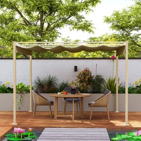 Outsunny Zahradní Pergola 3 x 3 m Skládací Pergola s Magnetickým Upevněním, Polyesterová Krytina 180g/m², Utažení Chránit proti Slunci UPF30+, pro Ter