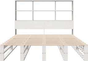 Postel s knihovnou bez matrace bílá 160 x 200 cm masivní dřevo 3323927