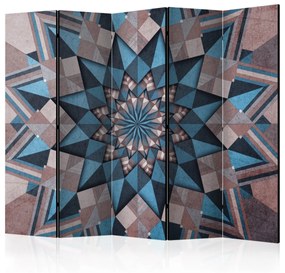 Paraván - Star Mandala (Brown and Blue) II [Room Dividers]