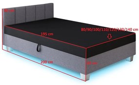 Čalouněná postel 140x195 PEGY 2 s úložným prostorem - béžová