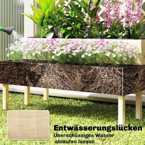 Outsunny dvoupatrový vyvýšený truhlík s mřížkou — 2 dřevěné truhlíky s látkovými vložkami pro popínavé rostliny, 108 × 62 × 120 cm