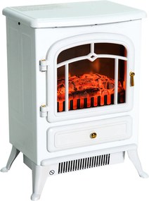 HOMCOM Elektrický krb Kamna s efektem plamene 950/1850W Ochrana proti přehřátí Bílá 41,5x28x54,8cm pro příjemné večery