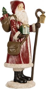 Červená vánoční dekorace Santa Claus s pytlem dárků - 12*11*26 cm