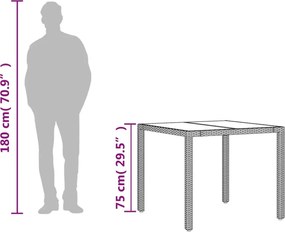 vidaXL Zahradní stůl se skleněnou deskou béžový 90x90x75 cm polyratan [365527]