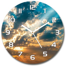 Wallmuralia Skleněné hodiny kulaté Západ slunce nebe fi 30 cm