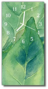 Skleněné hodiny vertikální Příroda Zelené listy