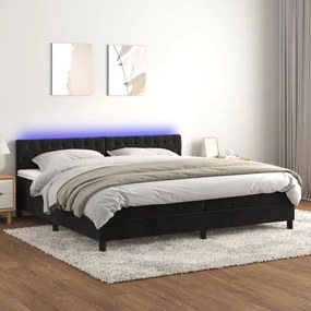 Box spring postel s matrací a LED černá 200x200 cm samet 3134605