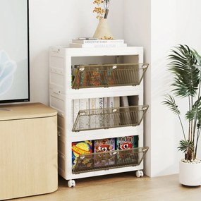 Costway Úložný box s víkem, stohovací boxy, skládací skladovací – bílý