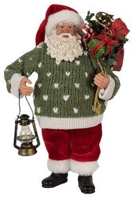 Vánoční dekorace taťka Santa Claus ve svetříku s dárky - 17*11*27 cm