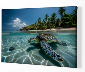 Obraz na plátně - Mořská želva u pláže FeelHappy.cz Velikost obrazu: 180 x 120 cm